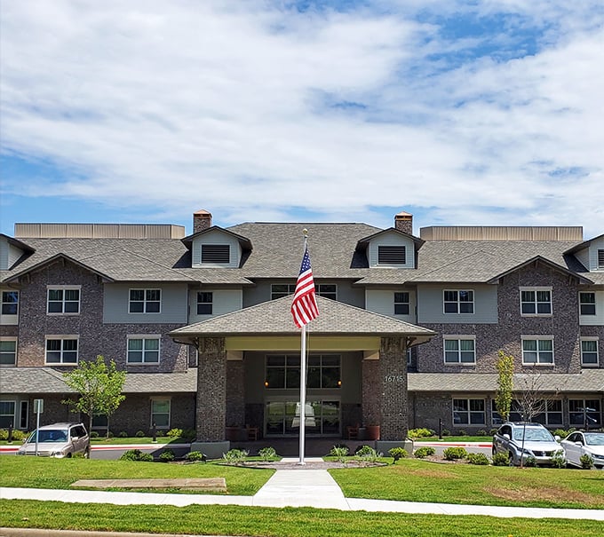 Modern apartment exteriors proving retirement communities finally figured out attractive architecture works better.
