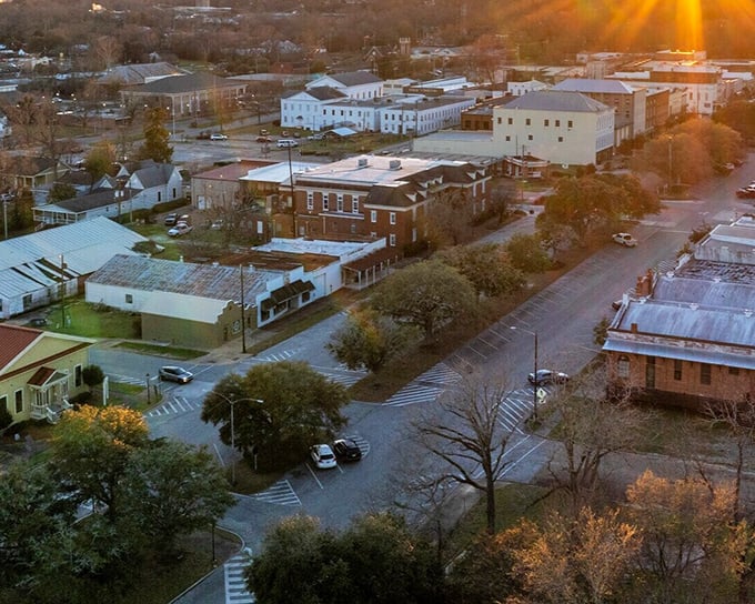 Golden hour illuminates Eufaula's economic secret – historic charm and modern amenities at prices that won't drain your retirement account.