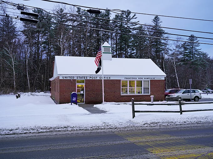 Franconia's post office might be small, but it delivers big on charm – especially when surrounded by winter's first snowfall.