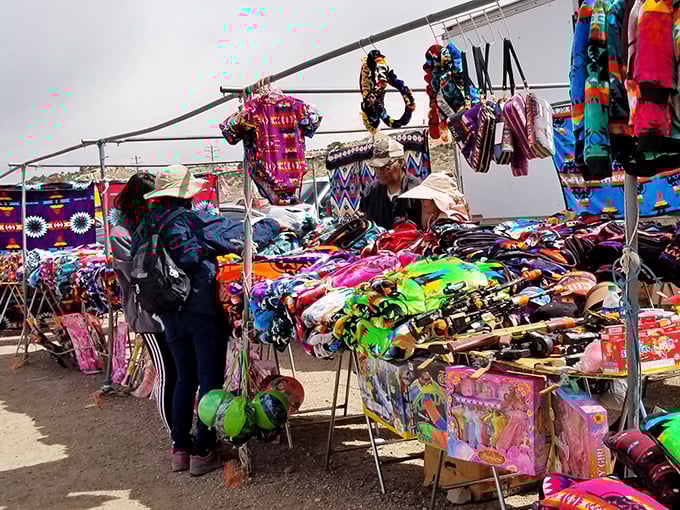 A rainbow explosion of southwestern textiles and crafts creates a feast for the eyes at Gallup's market.