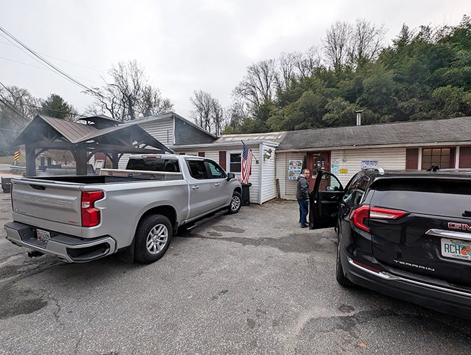The cars lined up outside Jake's Grill aren't there for the architecture - they're chasing that perfect pit beef sandwich.