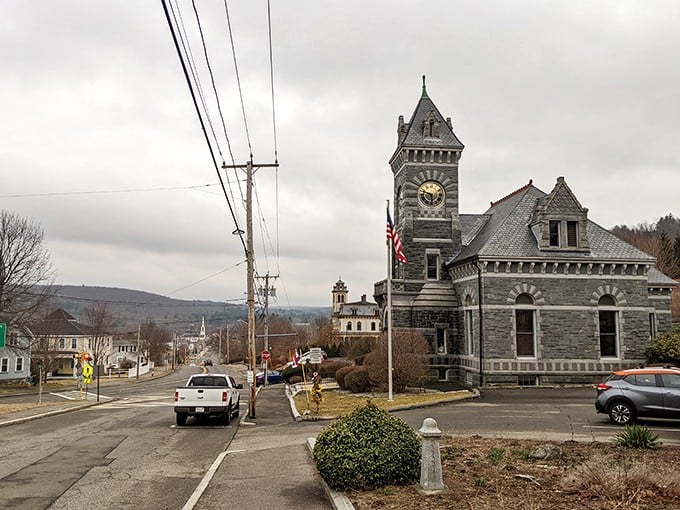 Historic charm meets modern affordability in Monson, where even the street lamps seem to glow with budget-friendly warmth.