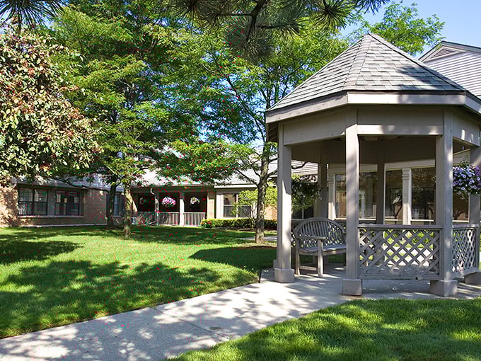 A peaceful gazebo surrounded by greenery – the perfect spot to finish that novel or start that conversation you've been meaning to have.