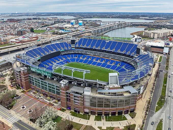 M&T Bank Stadium towers over Baltimore, where even big-city amenities come with surprisingly reasonable price tags.