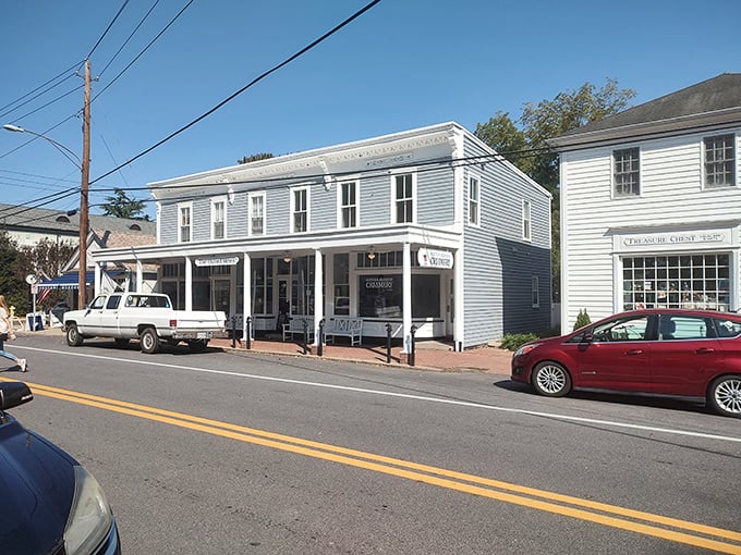 White clapboard buildings with patriotic touches make Oxford look like America's birthday cake—classic and never out of style.