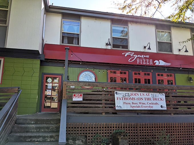 When your building looks this cheerful, the pizza inside better deliver on that promise of joy.