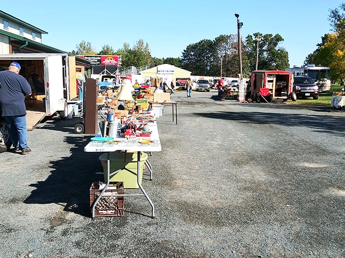 Tables outside mean serious business—when vendors brave Minnesota weather, you know the deals inside are absolutely worth discovering.
