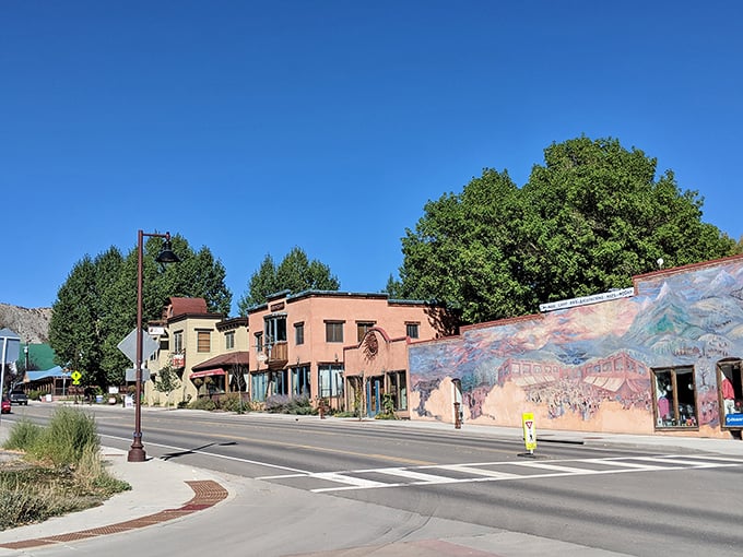 Ridgway's colorful main street looks like it was painted by an artist who couldn't decide which crayon to use – so used them all!