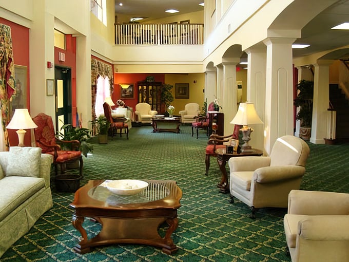 The lobby at Sunnybrook feels like walking into your fancy friend's living room—if your friend had impeccable taste and a cleaning service.