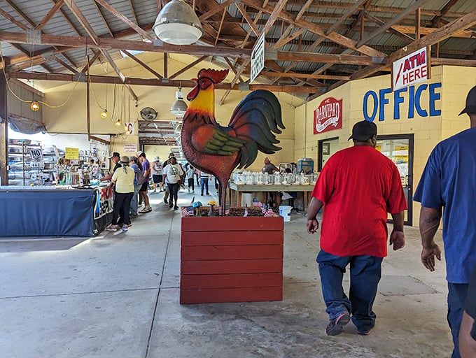 Wide aisles and high ceilings make treasure hunting comfortable in this well-organized bargain paradise.