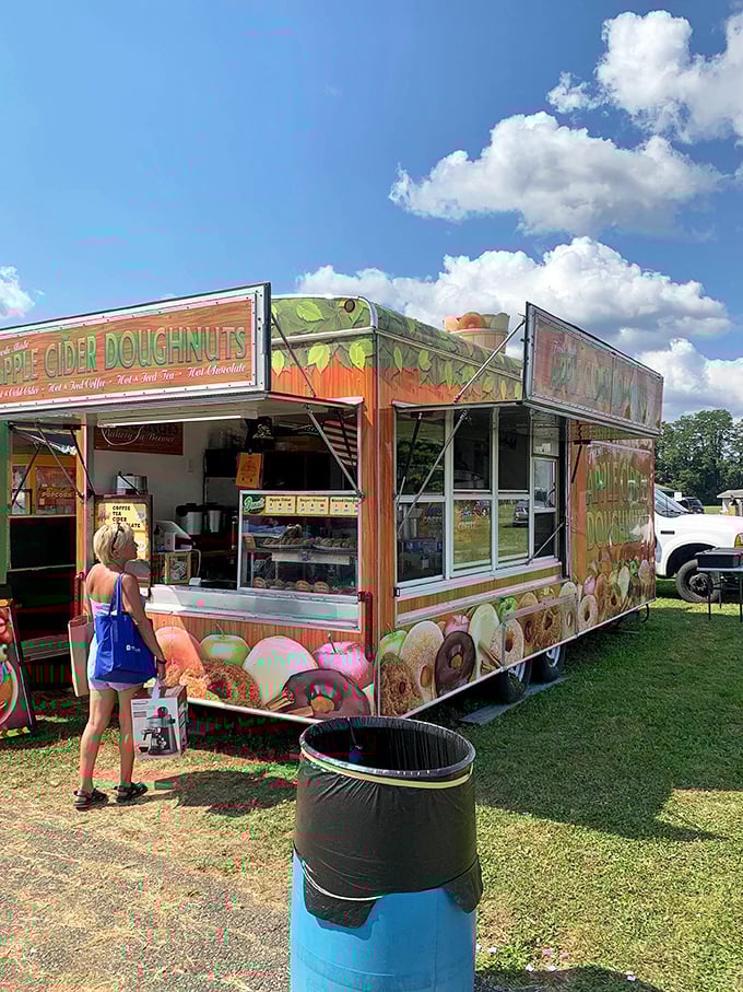 The apple cider doughnut truck—where diet plans go to die and happiness is served hot, sweet, and dusted with cinnamon.