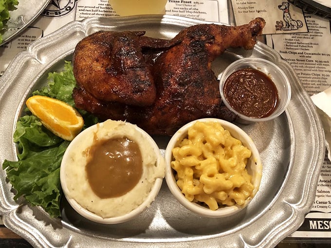 BBQ chicken with all the fixings – proof that poultry can hang with the big boys of barbecue. Those sides aren't just playing support.