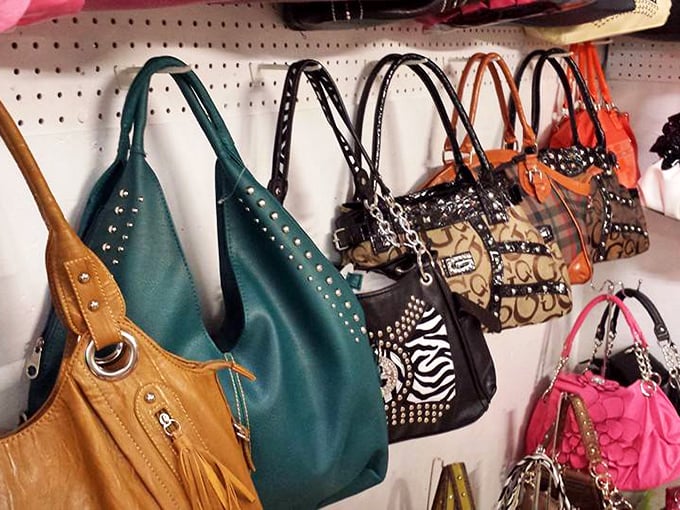 Handbag heaven for the accessory aficionado. Each purse tells a different story—most involving significant savings over department store prices.