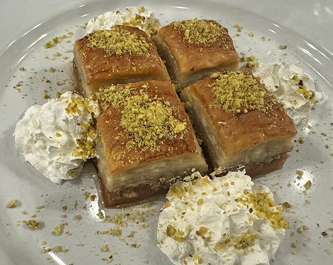 Baklava that would make Greek gods jealous. Layers of phyllo, honey, and pistachios create a dessert worth crossing continents—or at least Nashville traffic—to experience.