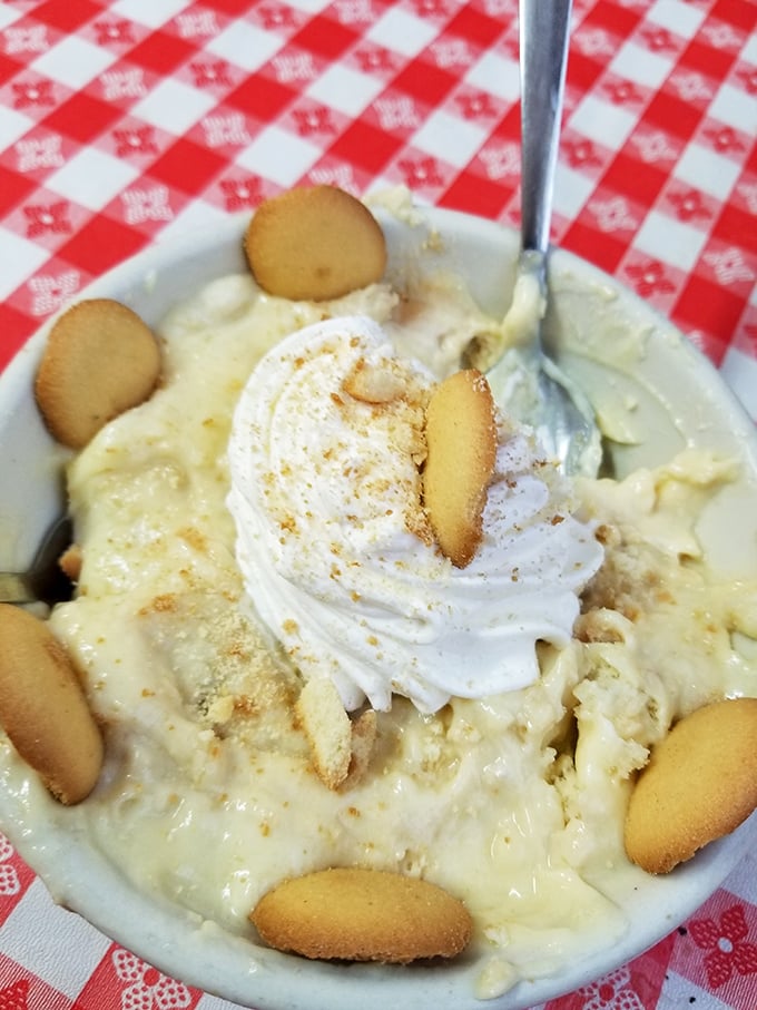 Vanilla pudding, whipped cream, and vanilla wafers – this banana pudding doesn't just satisfy hunger, it feeds the soul of the South.