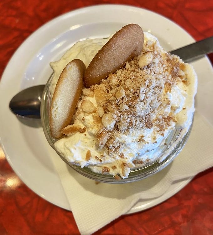 Banana pudding that would make your grandmother both jealous and proud. Those Nilla wafers aren't just garnish—they're essential architecture.