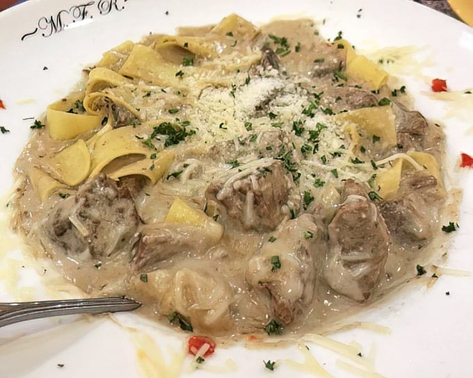 Beef stroganoff that would make a Russian grandmother nod in approval—tender meat and creamy sauce creating comfort food diplomacy.