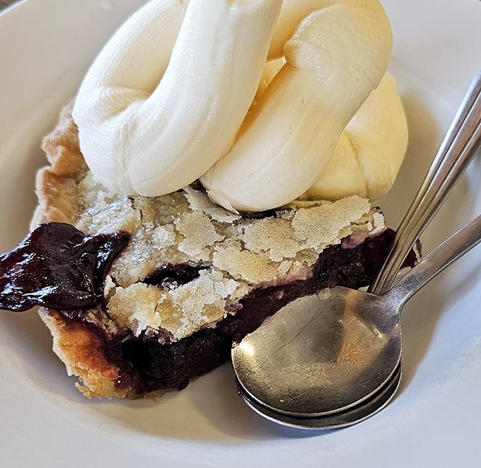 Blackberry pie with a crackly top and ice cream slowly melting into the warm fruit – a dessert so good it deserves its own theme song.