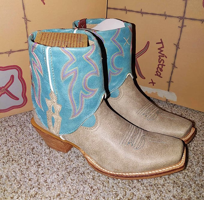 These turquoise-accented boots weren't made just for walking—they're conversation pieces waiting to transform someone's wardrobe from ordinary to extraordinary.