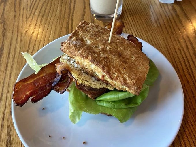 A breakfast sandwich that understands the assignment—hearty enough for farmers, sophisticated enough for city folk, delicious enough for everyone.