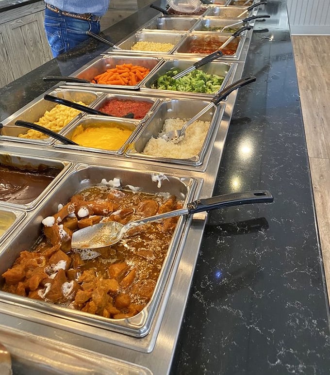 The buffet spreads out like a Pennsylvania Dutch fever dream – everything from sweet carrots to candied yams awaits your plate.