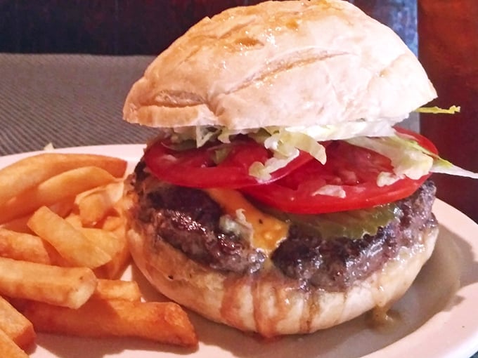 A burger that doesn't need fancy aioli or artisanal buns to impress—just honest ingredients stacked with the confidence of something that knows exactly what it is.