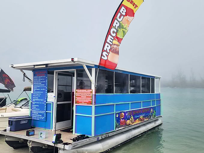 The Burger Barge—Florida's answer to food trucks—delivers grilled delights directly to your beach blanket. No delivery fee, just paradise included.