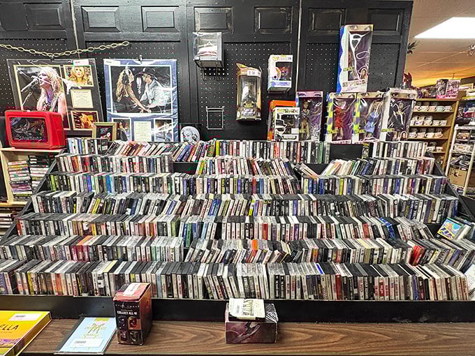 The motherlode of VHS nostalgia. Before streaming, we rewound—and this wall of cassettes is a monument to movie nights past.