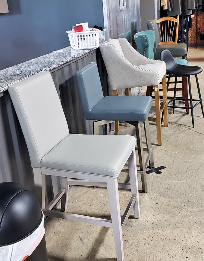 Chairs in every style and color wait patiently for the right home, no assembly or financing plans required.