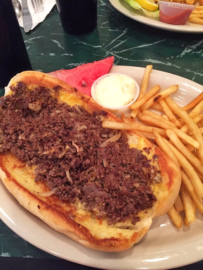 A cheesesteak that doesn't need Philadelphia's permission—topped with perfectly seasoned meat on a roll that's both sturdy and yielding.