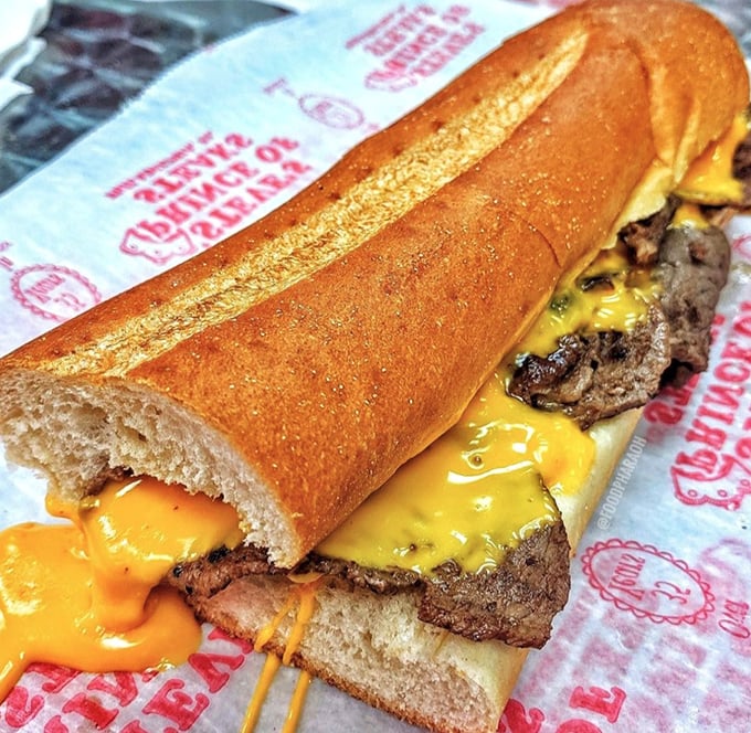 The cheesesteak in its full glory—where meat and cheese perform a melt-in-your-mouth tango that's been perfecting since Philadelphia invented happiness.
