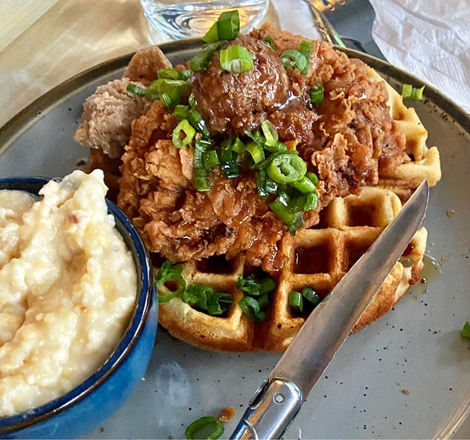 Chicken and waffles – where Southern comfort meets breakfast rebellion in a dish that says "rules are meant to be deliciously broken."