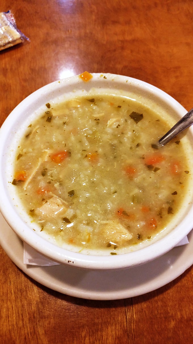 Chicken soup that could heal not just colds but possibly political divisions—chunks of tender chicken swimming in broth that tastes like someone's grandmother supervised.