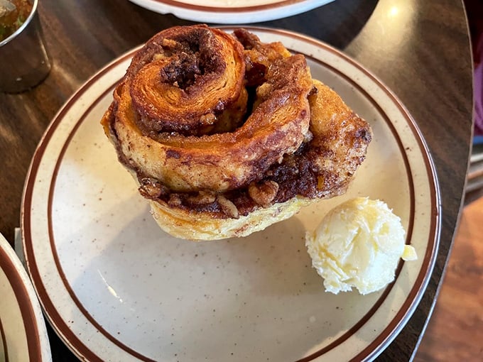 Not just any cinnamon roll—this is the "I'll-start-my-diet-tomorrow" cinnamon roll, with butter melting into every magnificent spiral.