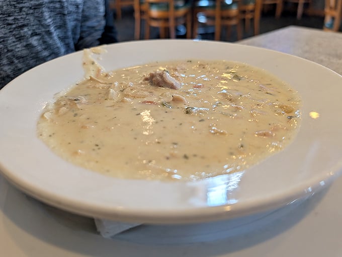 Clam chowder thick enough to stand a spoon in – the way the seafood gods intended. New England might be jealous, but Wisconsin knows comfort.