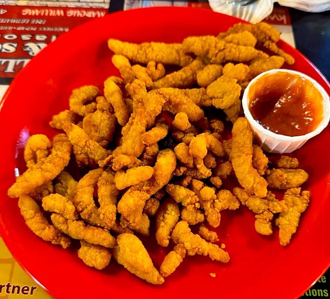 Golden treasures from the deep! These crispy clam strips are what happens when the ocean meets Ohio's knack for perfect frying.