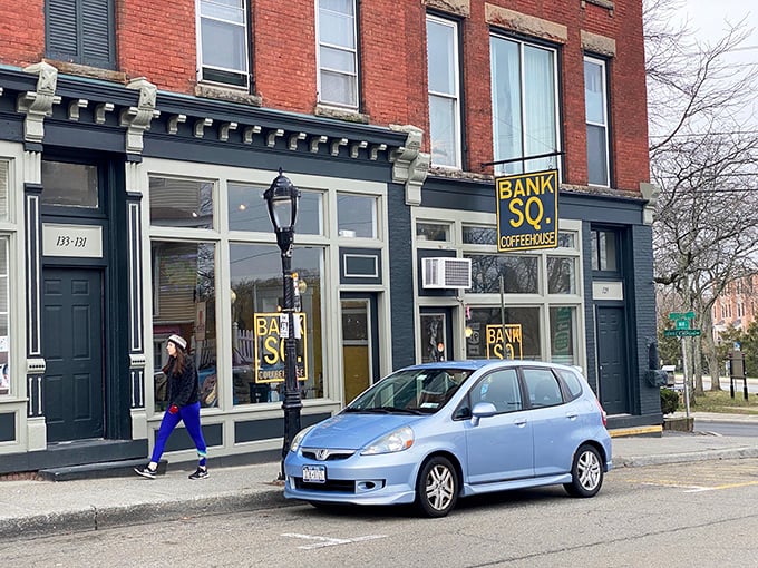 Bank Square Coffeehouse isn't just about caffeine—it's Beacon's living room where retirement conversations flow as smoothly as their locally-roasted brews.