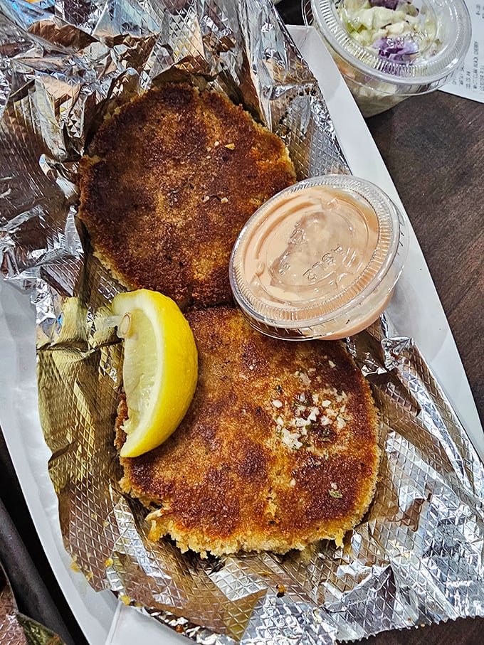 These crab cakes aren't playing the "where's the crab?" game that so many restaurants do – they're proudly showcasing their main ingredient without apology.