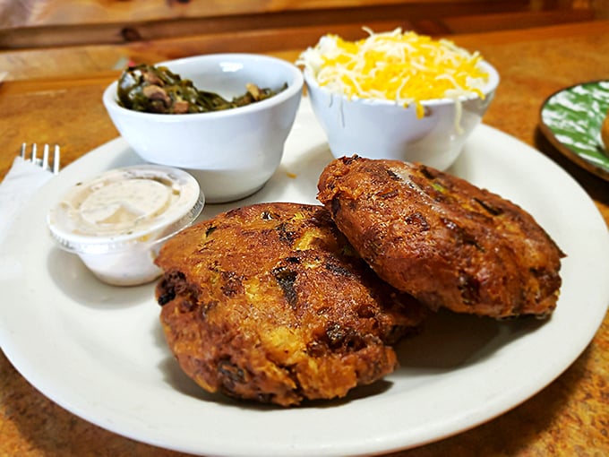 Crab cakes that don't skimp on the crab – a refreshing concept in a world of breadcrumb-heavy imposters. Florida's coastal bounty at its finest.