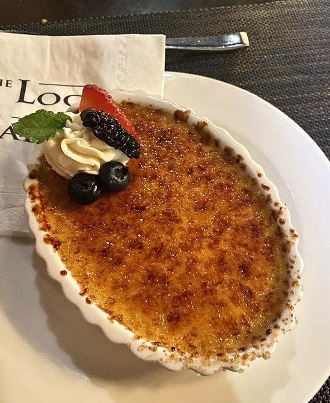Crème brûlée with that perfect glass-like sugar crust waiting to be shattered – archaeology has never been this delicious or rewarding.