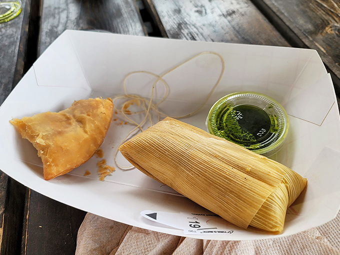 A proper tamale wrapped like a present, because that's exactly what it is – a gift to your mouth.
