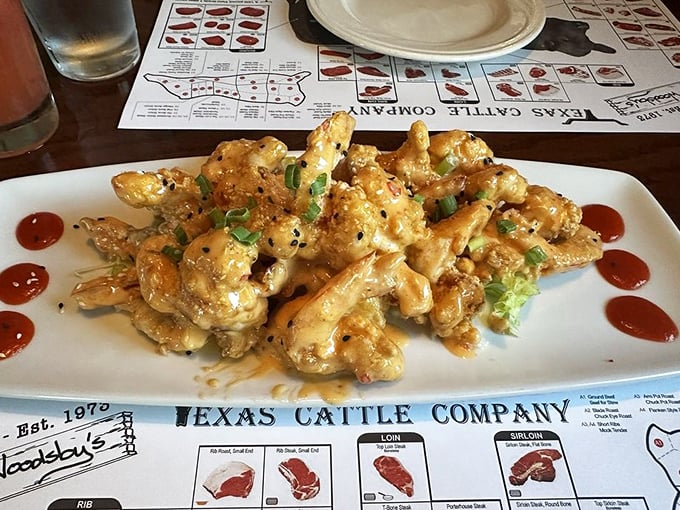 The Dang Bang Shrimp lives up to its explosive name – crispy, saucy little flavor bombs that make your taste buds do a happy dance.