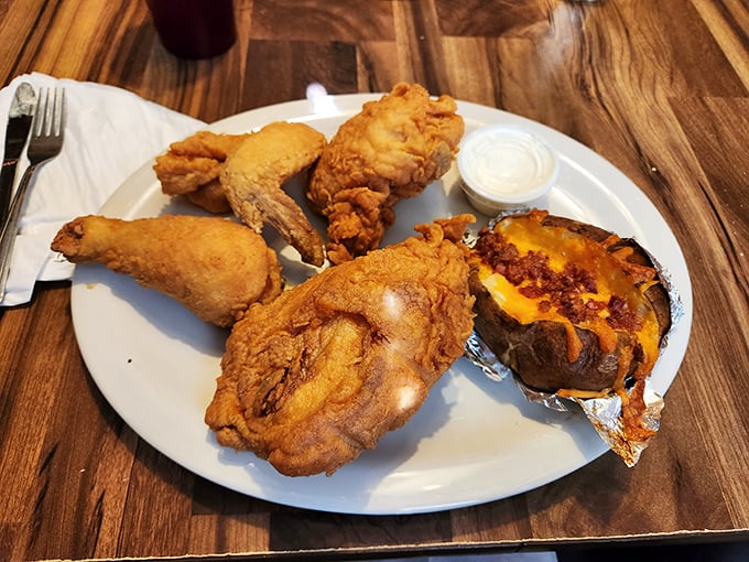 Golden-brown perfection that Colonel Sanders would salute. This chicken isn't just fried—it's transformed into something transcendent.