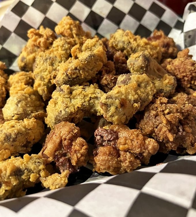 Fried gizzards that prove the best chefs know how to transform the humble into the extraordinary. Crispy outside, tender within – culinary alchemy at work.
