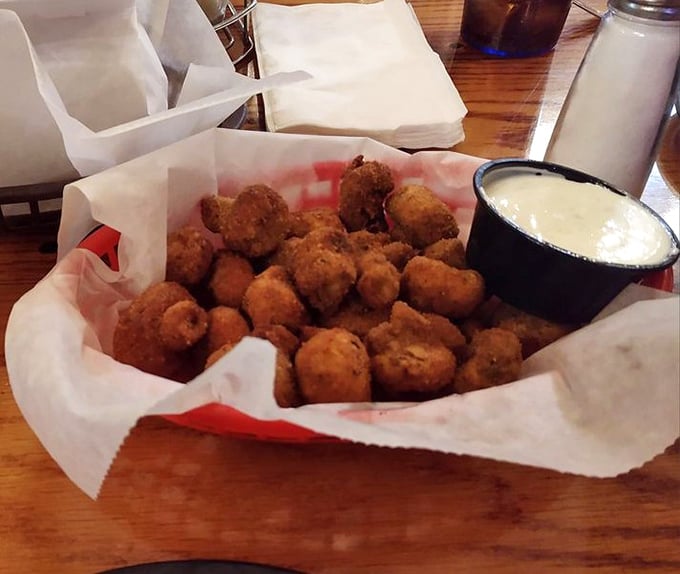 These aren't your average mushrooms – they're little flavor bombs, hand-breaded and fried to golden perfection, waiting to unleash their earthy magic.