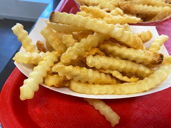 Crinkle-cut fries with personality—crispy on the outside, fluffy inside, and absolutely begging to be dunked in Nick's house-made ranch.