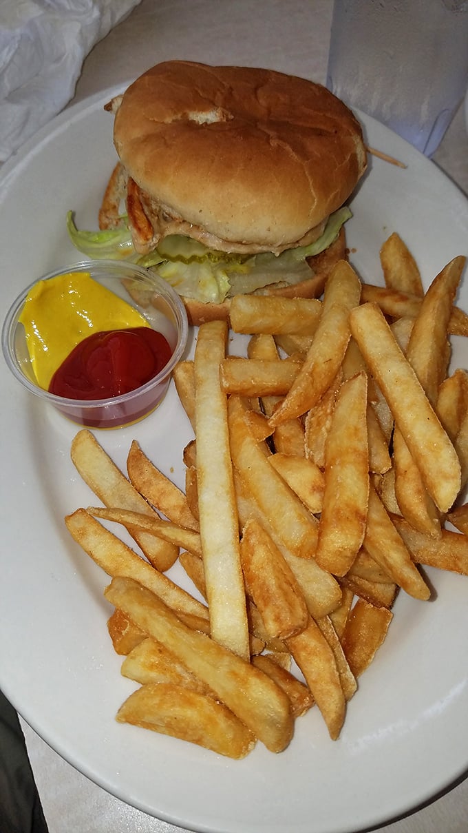 A burger and fries that proves Eat N' Run isn't just a breakfast joint – it's an all-day solution to hunger emergencies.