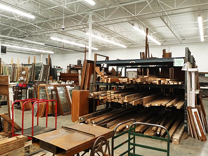 Woodworkers and restoration enthusiasts find paradise in these raw materials – each plank holding potential for rebirth.