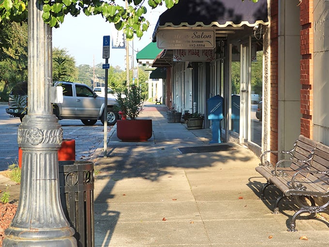 The historic business district's sidewalks and ornate details make modern strip malls look like they're not even trying.