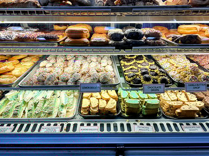 The display case at Corbo's isn't just storage – it's a museum of Italian cookie artistry where every piece deserves its own spotlight.